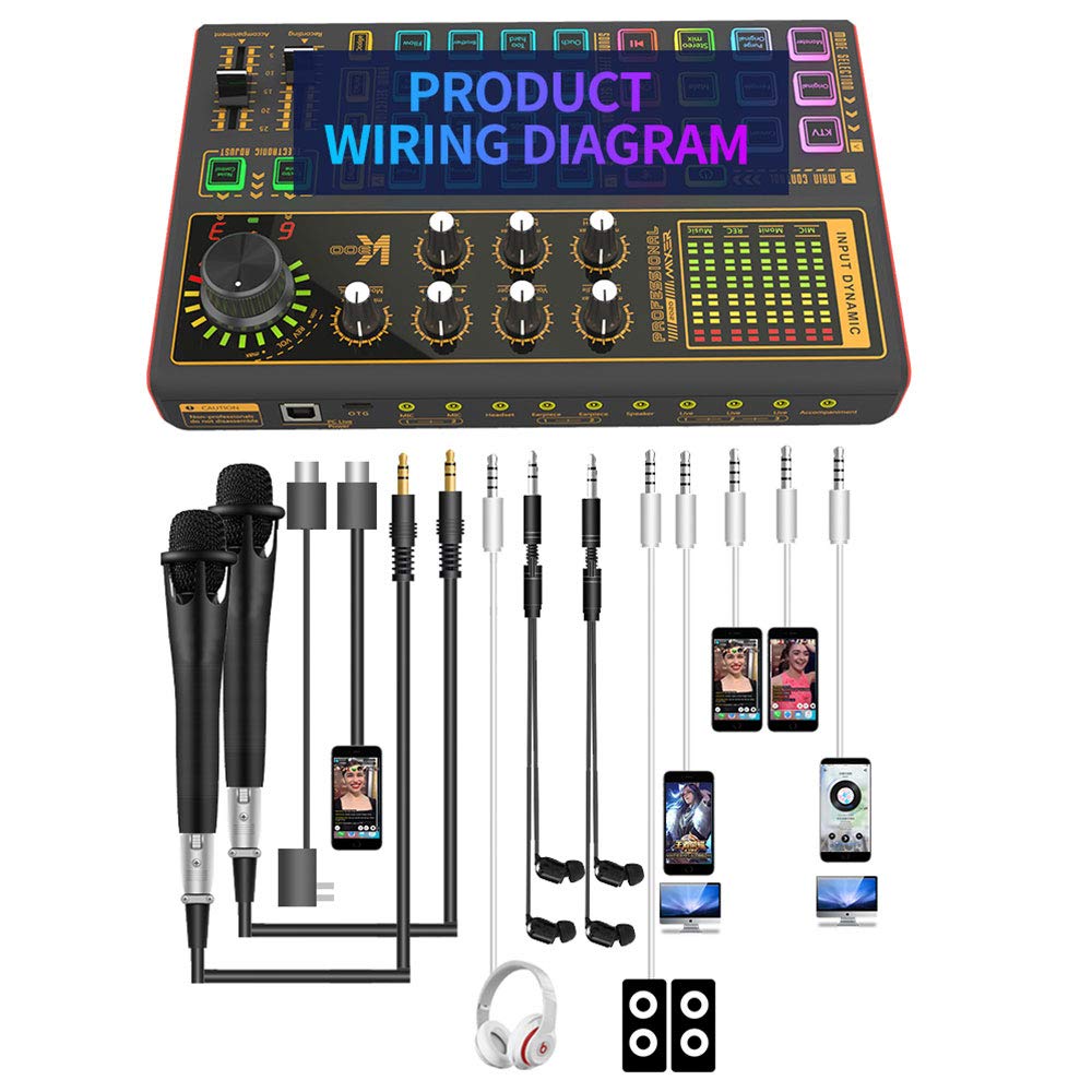 Sound Effects Board for Streaming, SKYJUNS K300 Voice changer beat maker with Sound Mixer Board and Sound Card for Streaming/Gaming/Phone/PC/Studio Recording & Broadcasting…