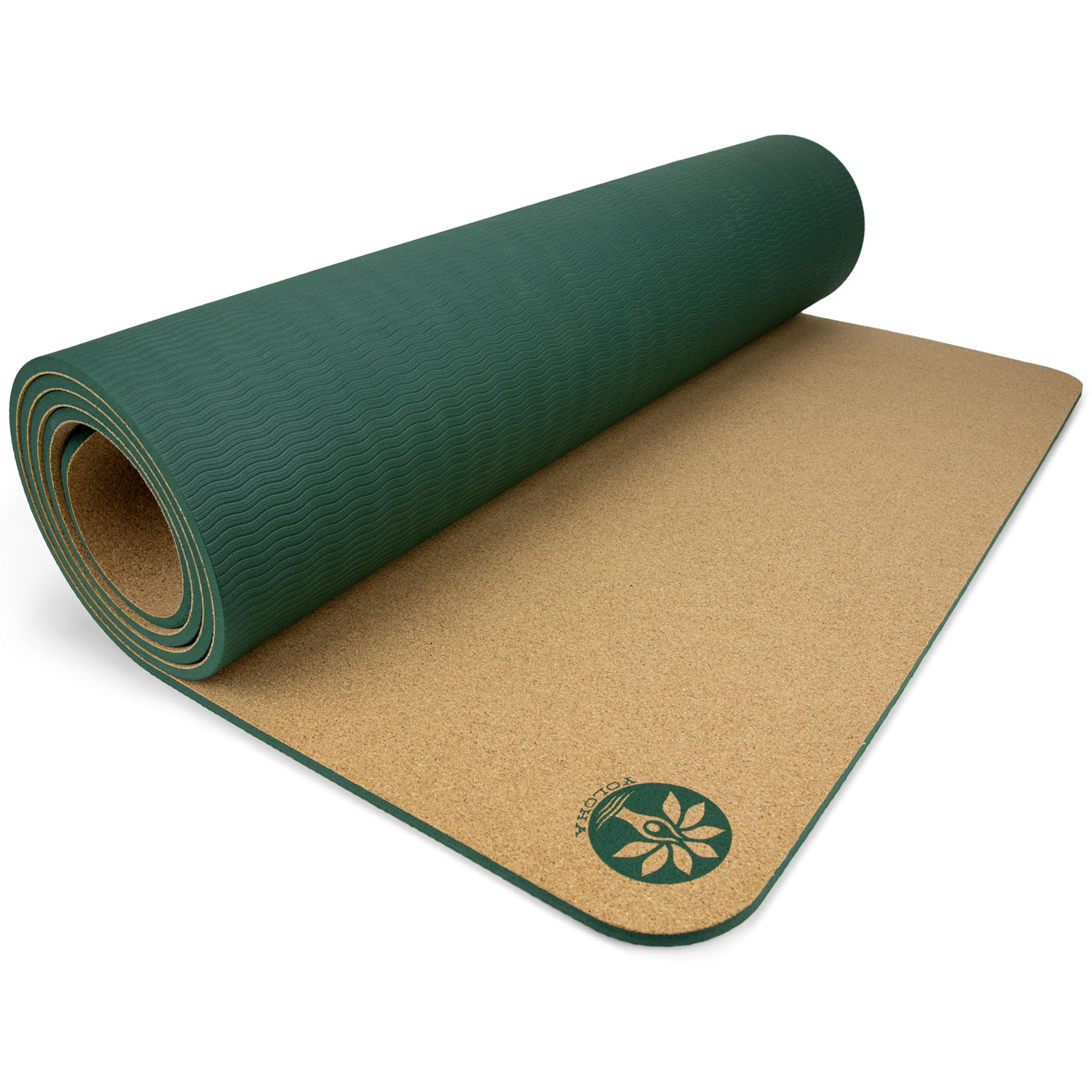 Yoloha Aura Cork Yoga Mat | Non Slip, Sustainable, Soft, Durable, Lightweight, Premium, Handmade (Plant Foam, 72" x 26")