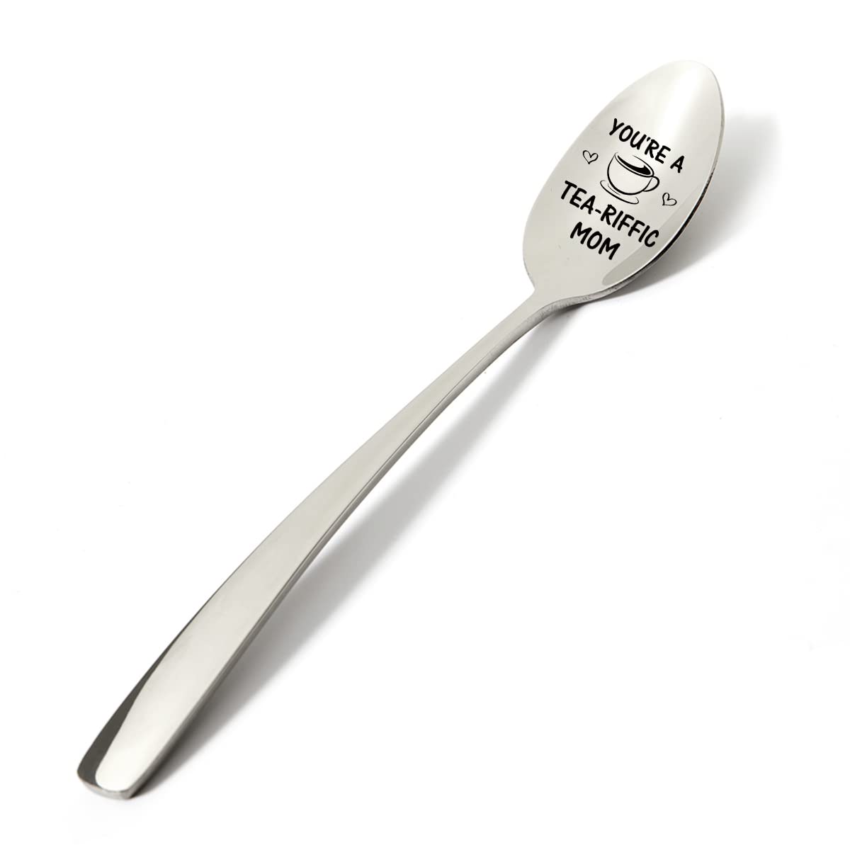 You're a Tea-Riffic Mom Engraved Spoon, Mom Tea Spoon Stainless Steel Keepsake Gift for Mother's Day Birthday Christmas From Son Daughter