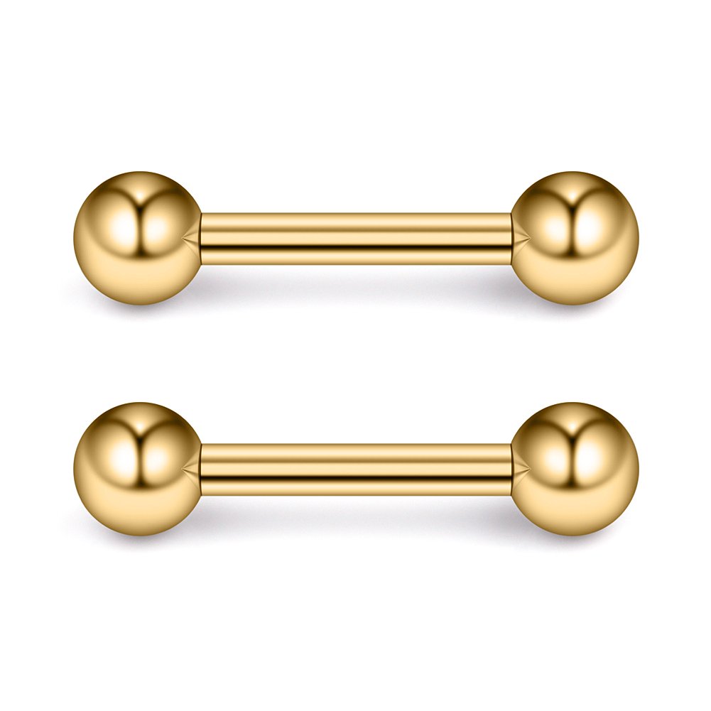 Ruifan Mix Color 316L Stainless Steel Nipple PA Tongue Shield Barbell Ring Bar Body Piercing Retainer 12G 12mm 12PCS