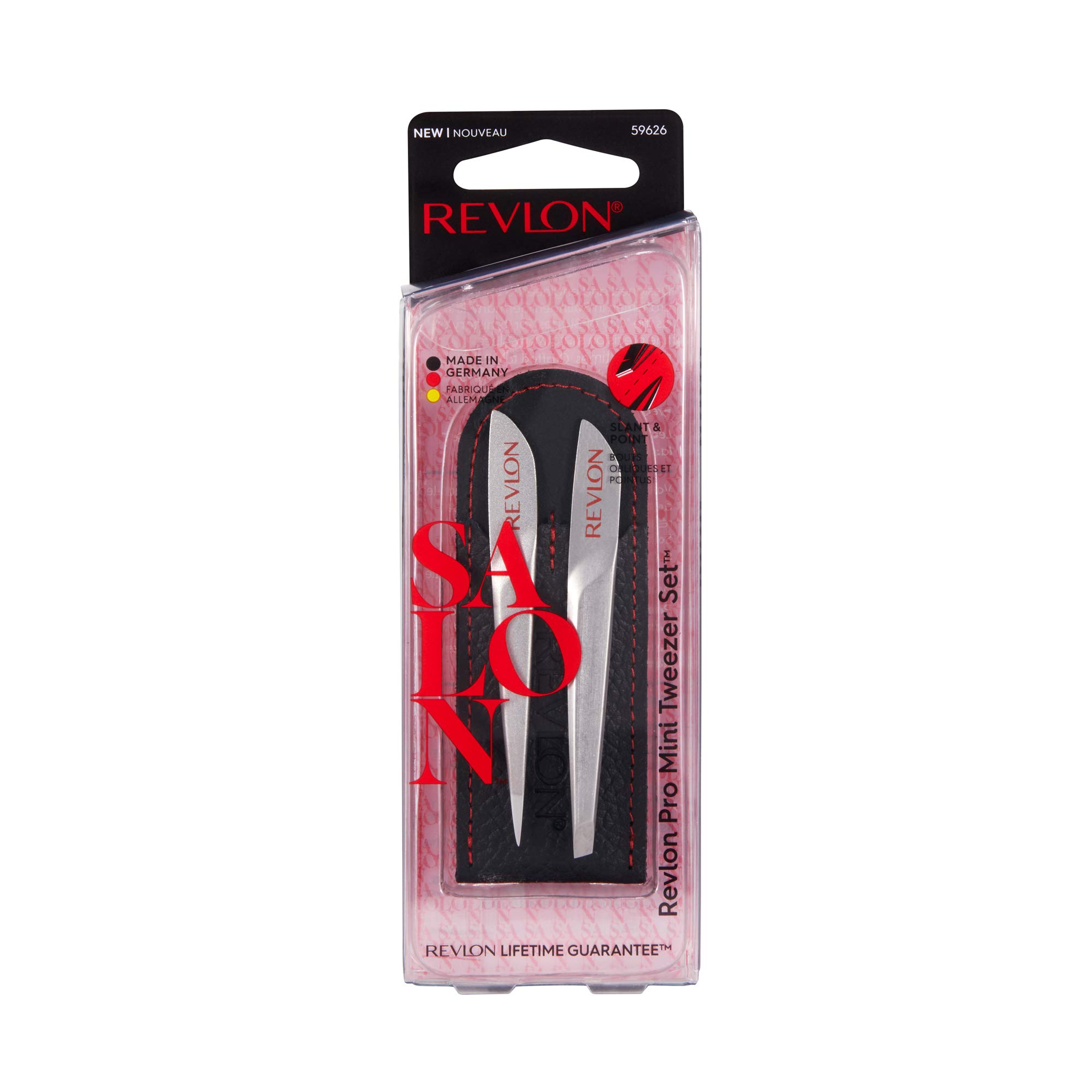 Revlon Salon Pro Mini Tweezer Set, Slanted and Pointed Tip Tweezer, Made with Corrosion Resistant Stainless Steel