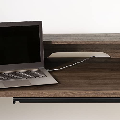 South Shore Majyta Adjustable Height Standing Desk with Built in Power Bar, Matte Black, Contemporary