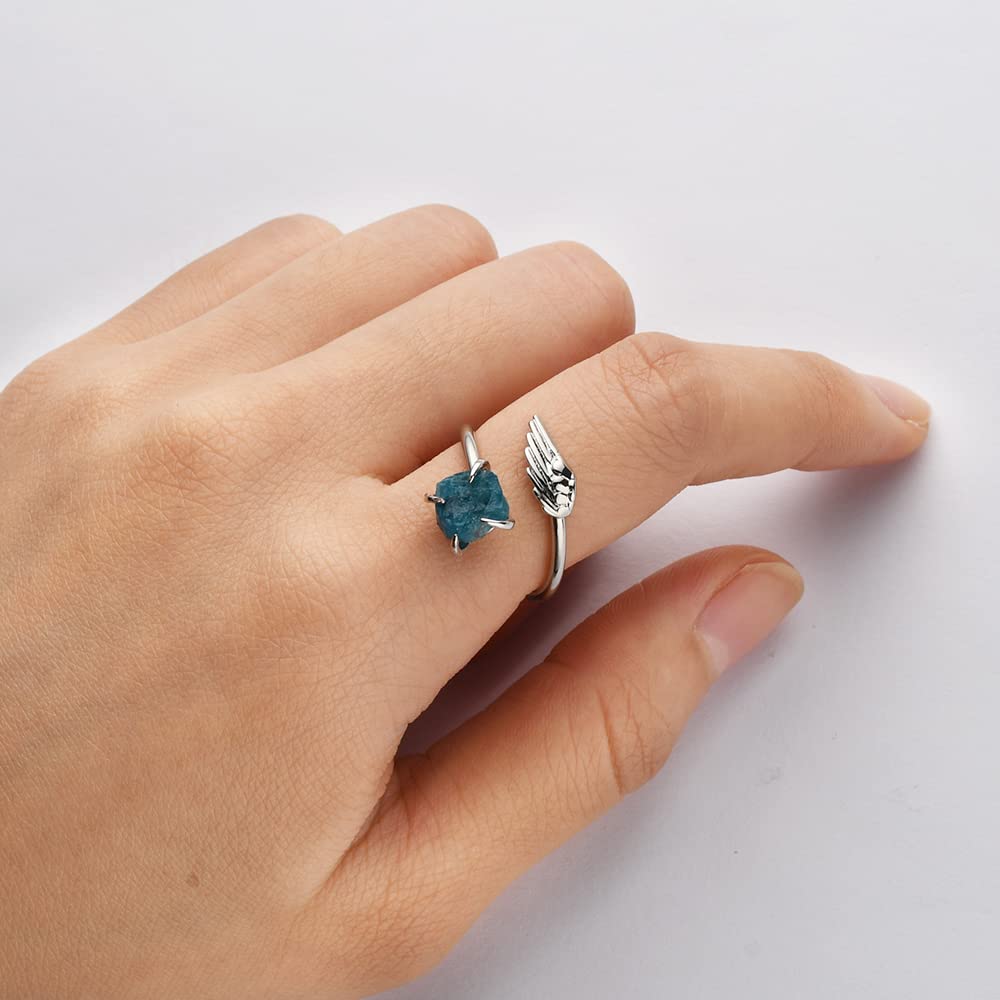 ZENGORI Natural Black Obsidian Ring Claw Ring Healing Crystal Stone Ring Wing Ring Ideal Gift for Her Him ZS0489-BK