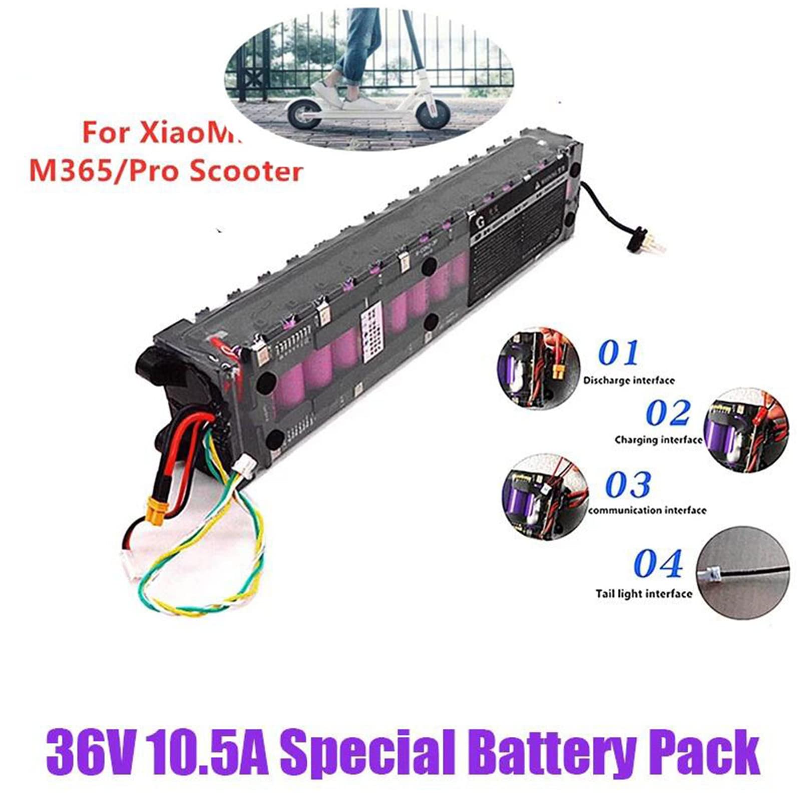 OXEXE 36V 10.5Ah Electric Scooter Battery,10S3P 18650 Lithium Battery Pack, Built-in 20A BMS,with XT30+JM Plug,for Xiaomi M365 Electric Bicycle Scooter