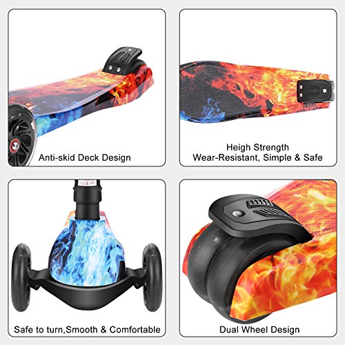 WeSkate Scooters for Kids, Foldable Scooter for Toddlers Girls & Boys, LED Lights Up 3 Wheels Scooter Adjustable Height, Lean to Steer, Great Gifts for Children Ages 3-12
