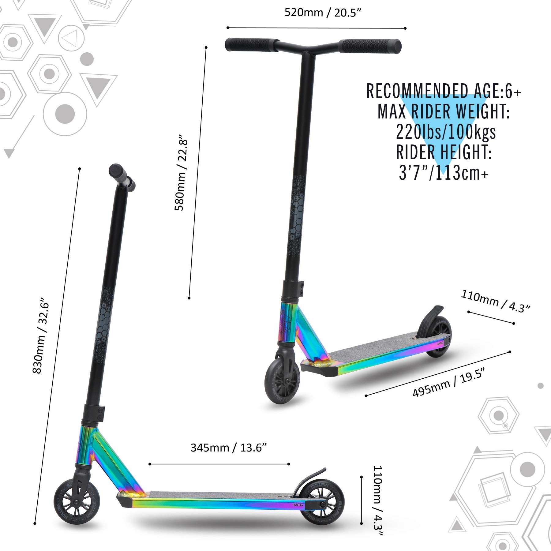 Sullivan Antic Pro Scooter for Teens | Premium Quality Trick Scooter Having Lightweight Deck and Alloy Core Wheels with ABEC-7 Bearings | Freestyle BMX Stunt Scooter for Adults with 2-Position Brake