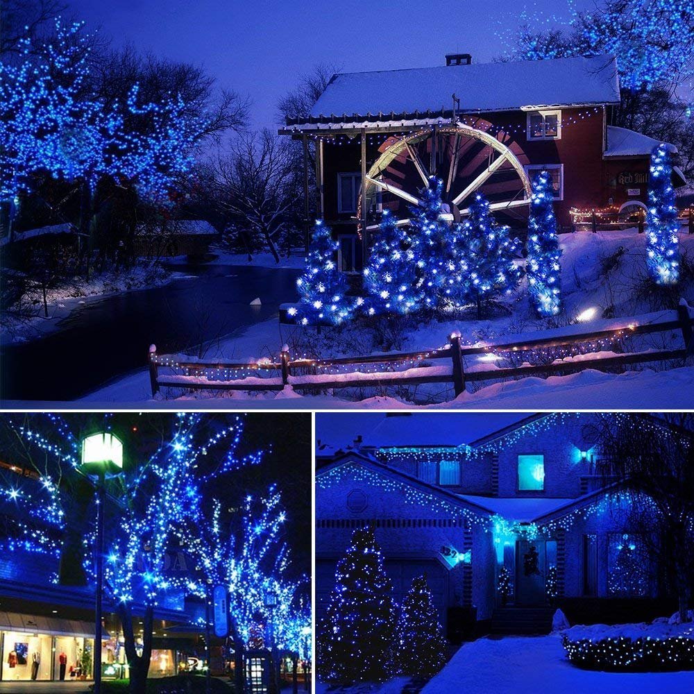 Solar Powered String Lights - Outdoor String Lights 72ft 200 LED String Lights Decorative String Lights with 8 Lighting Modes for Indoor Outdoor Wedding Party Home Garden Decoration, Waterproof, Blue