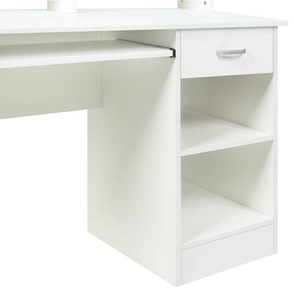 Thaweesuk Shop White Writing Table Computer Desk Laptop Pc Wood Workstation Study Office Home Work Furniture E1 15mm Chipboard 43.3" x 19.69" x 37.4" (LxWxH)