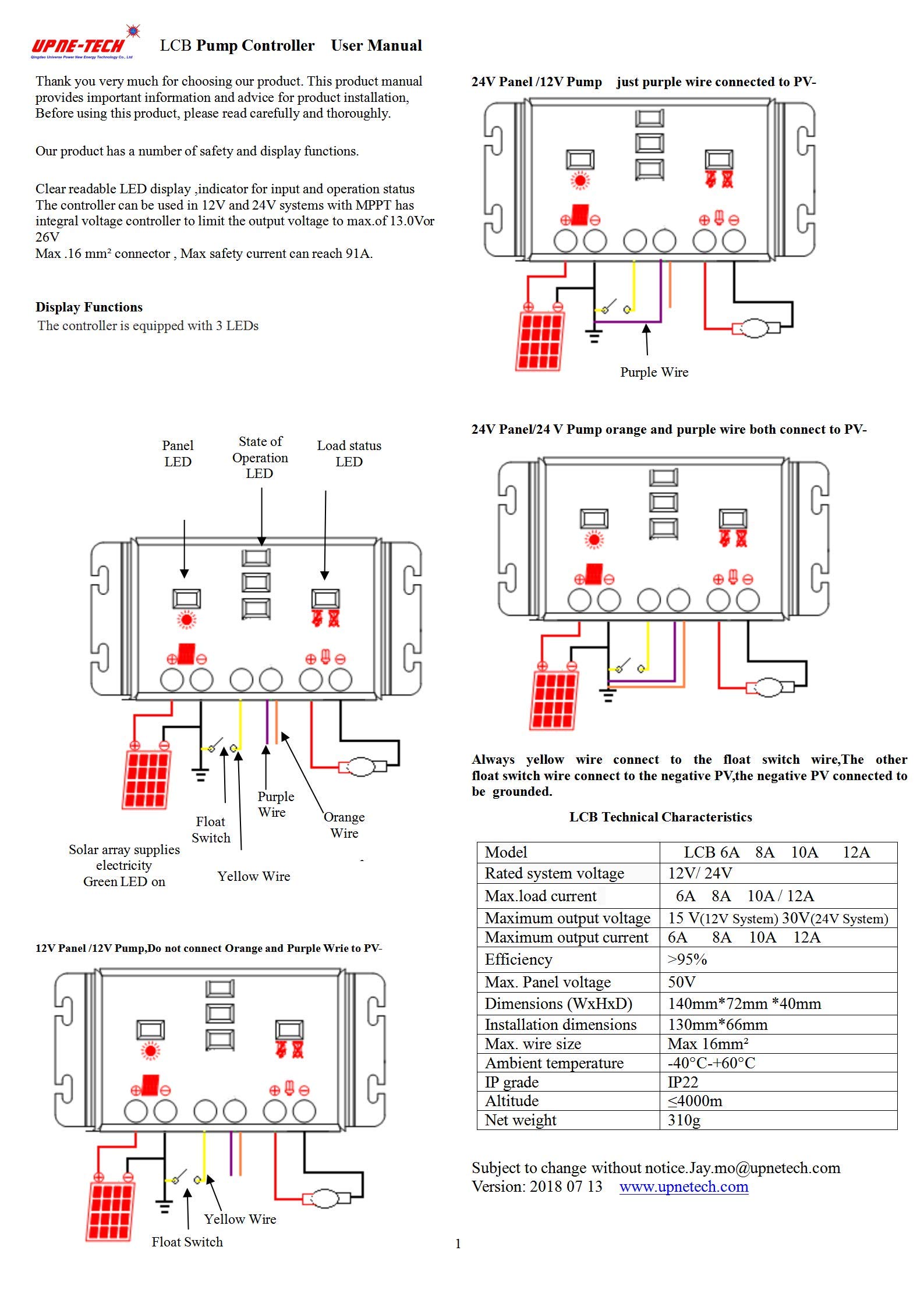 Solar Pump Controller; LCB 6Amp;DC Pump Controller;Linear Current Boosters used in solar direct pumping applications;Compatible Models: 12V or 24 VDC pumps; Input Voltage: 16 - 50 DC volts PV Array; .