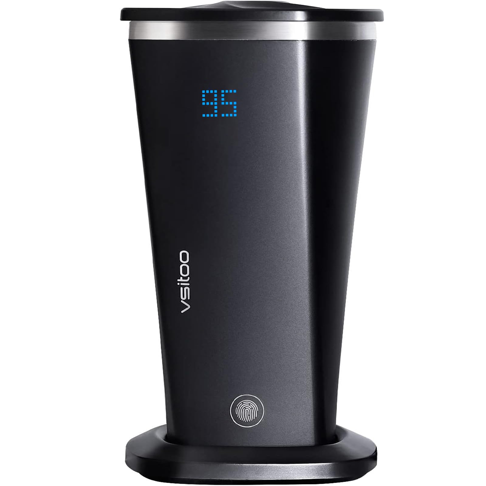 VSITOO Coffee Mug Warmer & Mug Set, Beverage Cup Warmer for Desk Home Office Use, Heated Coffee Mug with Lid, Coffee gift, Touch Tech & LCD Digital Display, IPX7-Waterproof, All Day Battery Life, 12oz
