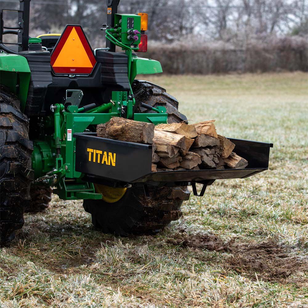 Titan Attachments 3 Point 10 Cu. FT Dump Box Fits Category 1 Tractors, Quick Hitch Compatible, Rear Transport Self-Dumping Hopper, Utility Carry-All Box for Material Handling