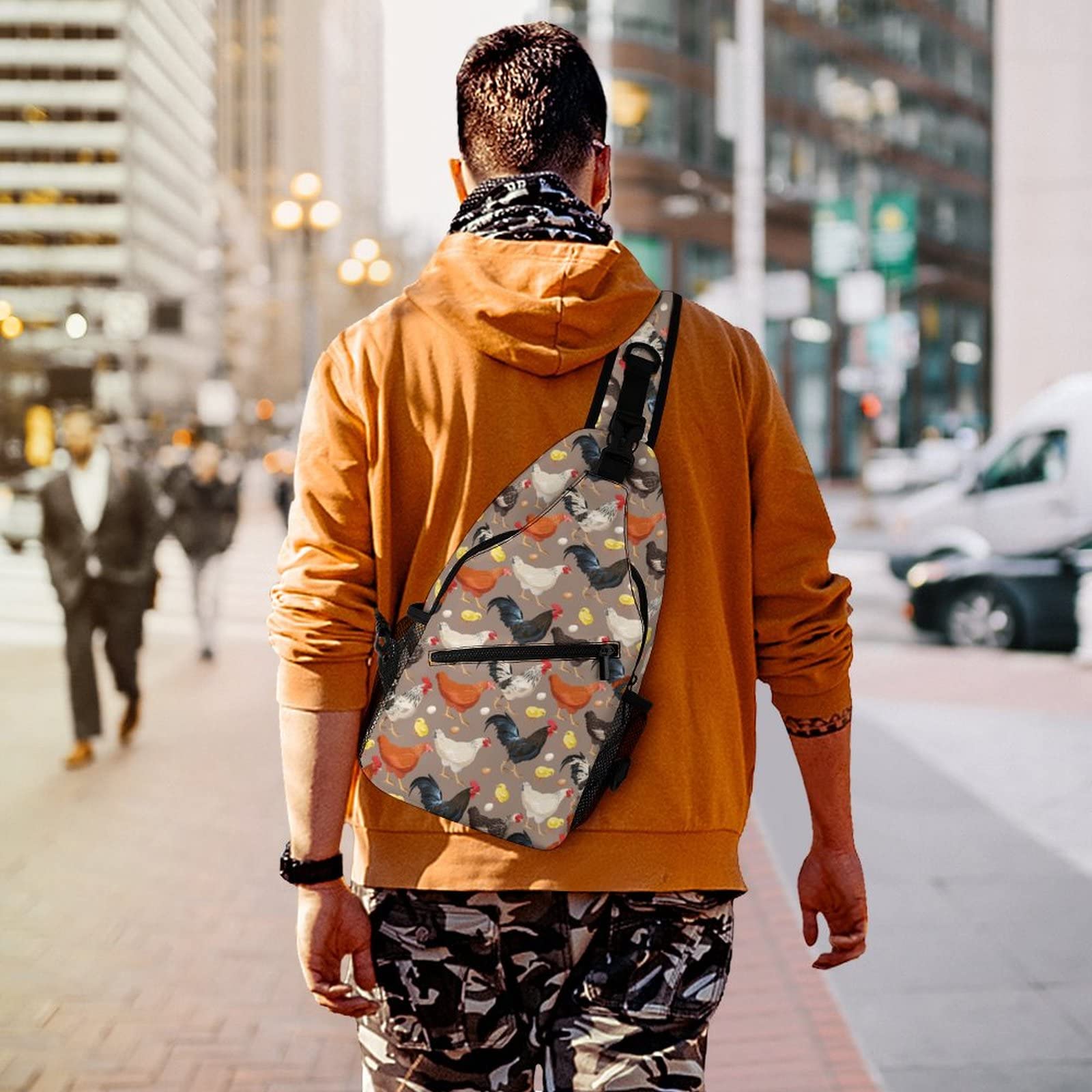 VSOFMY Sling Bag for Men Women Crossbody Sling Backpack Bag for Travel Hiking Daypack Chest Bag Chicken