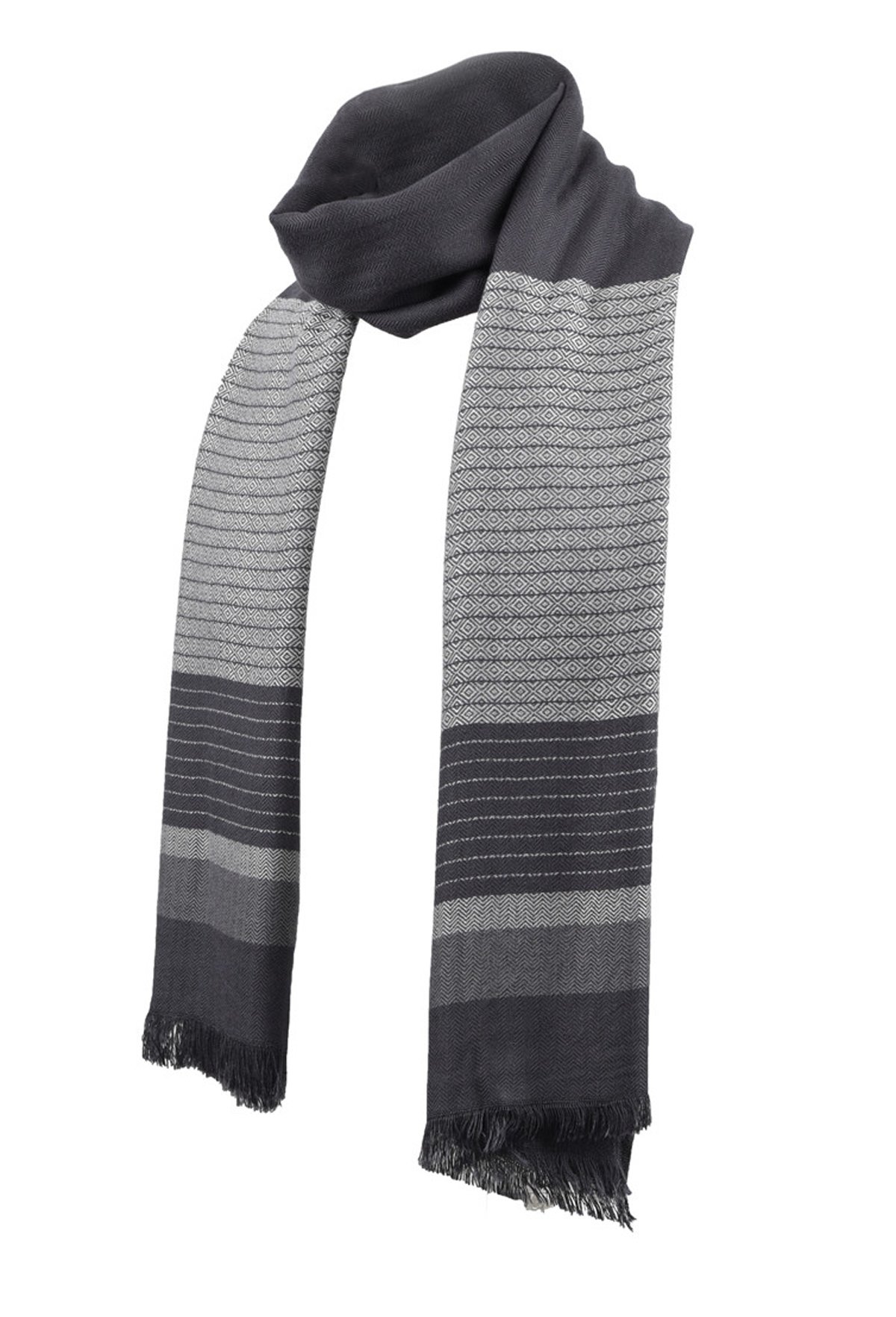 Runtlly Men's Winter Cashmere Scarf Stripes Warm Soft Scarves with Tassel Luxurious Winter Scarf For Men Women(Gary)