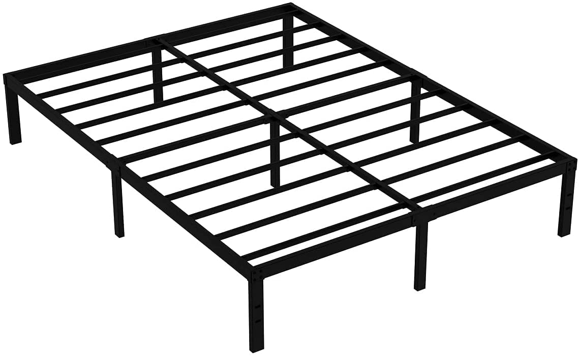 Sealvvos 12 Inch Bed Frame Queen Size Heavy Duty No Box Spring Needed Metal Platform with Steel Slat Support, Easy Assembly, Noise Free, Black