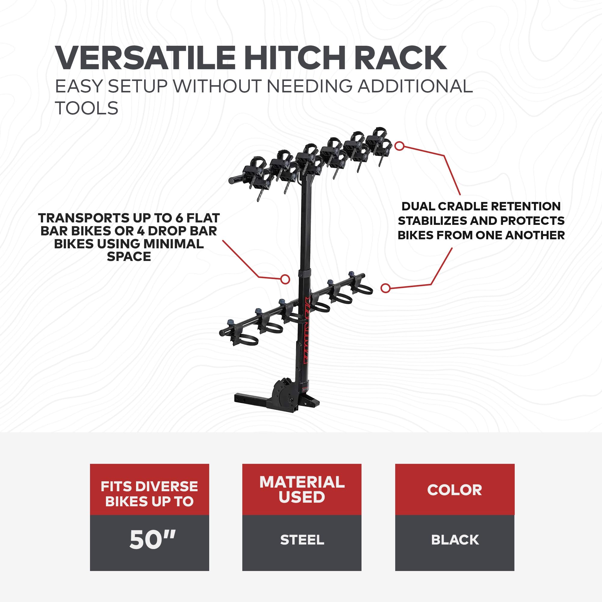 Yakima Versatile HangTight 6 Vertical Hanging Hitch Steel Bike Rack for 2 Inch Hitch Receivers with Fully Padded Cradles and Tilting Design, Black