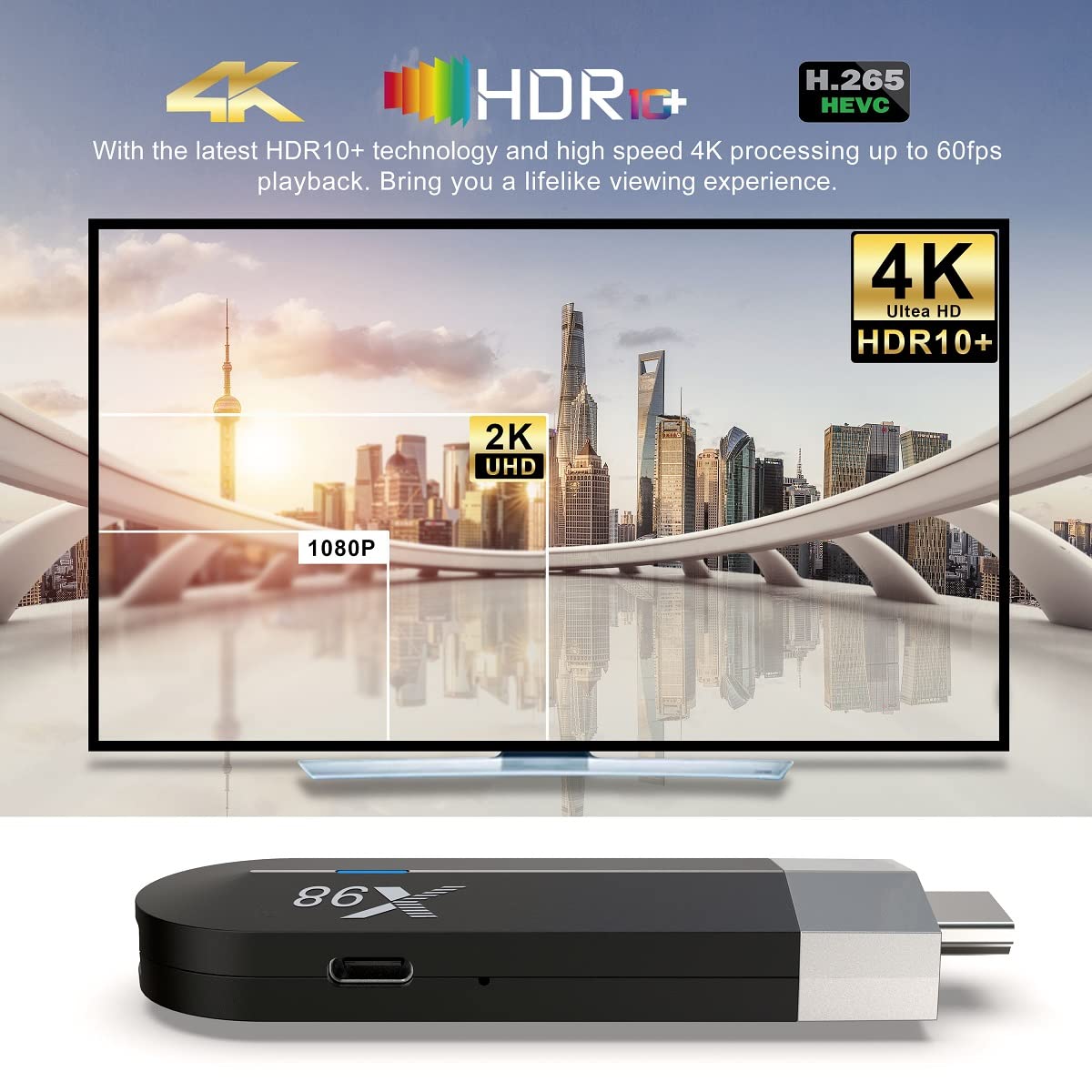 Sofobod X98 TV Stick Android 11.0 TV Box 2GB RAM 16GB ROM 2.4G/5G Dual WiFi BT 4.1 Smart TV Stick H.265 Decoding HD 4K
