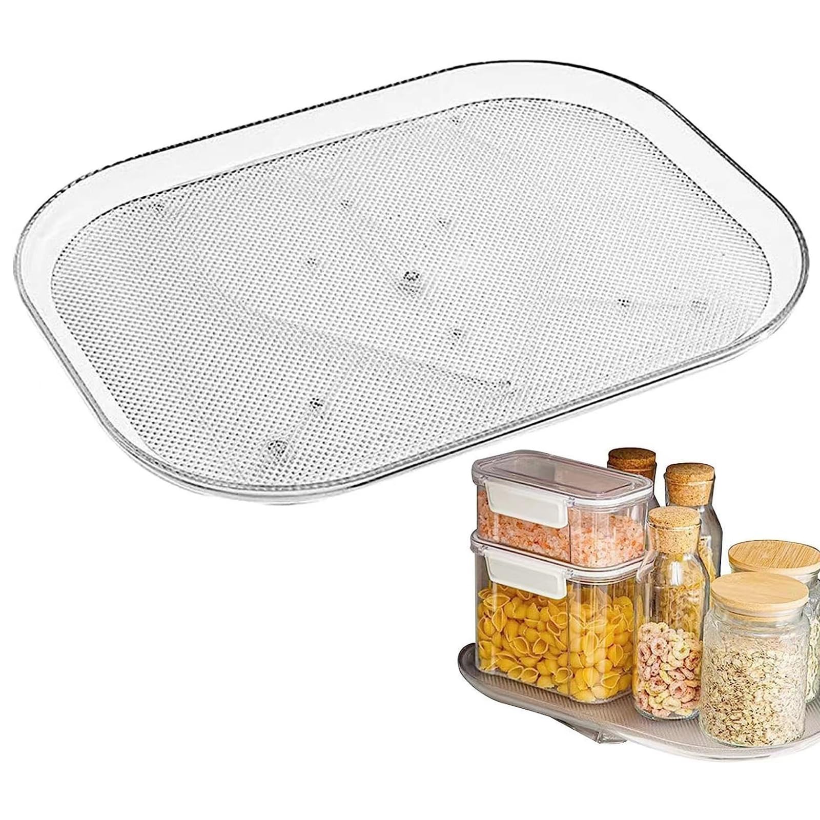 Square Lazy Susan for Refrigerator, Clear Turntable Organizer, 15.67'' Rectangular Fridge Organizers and Storage, Rotating Rack Organization for Kitchen, Counter Top, Cabinet Closet, Pantry, Bathroom