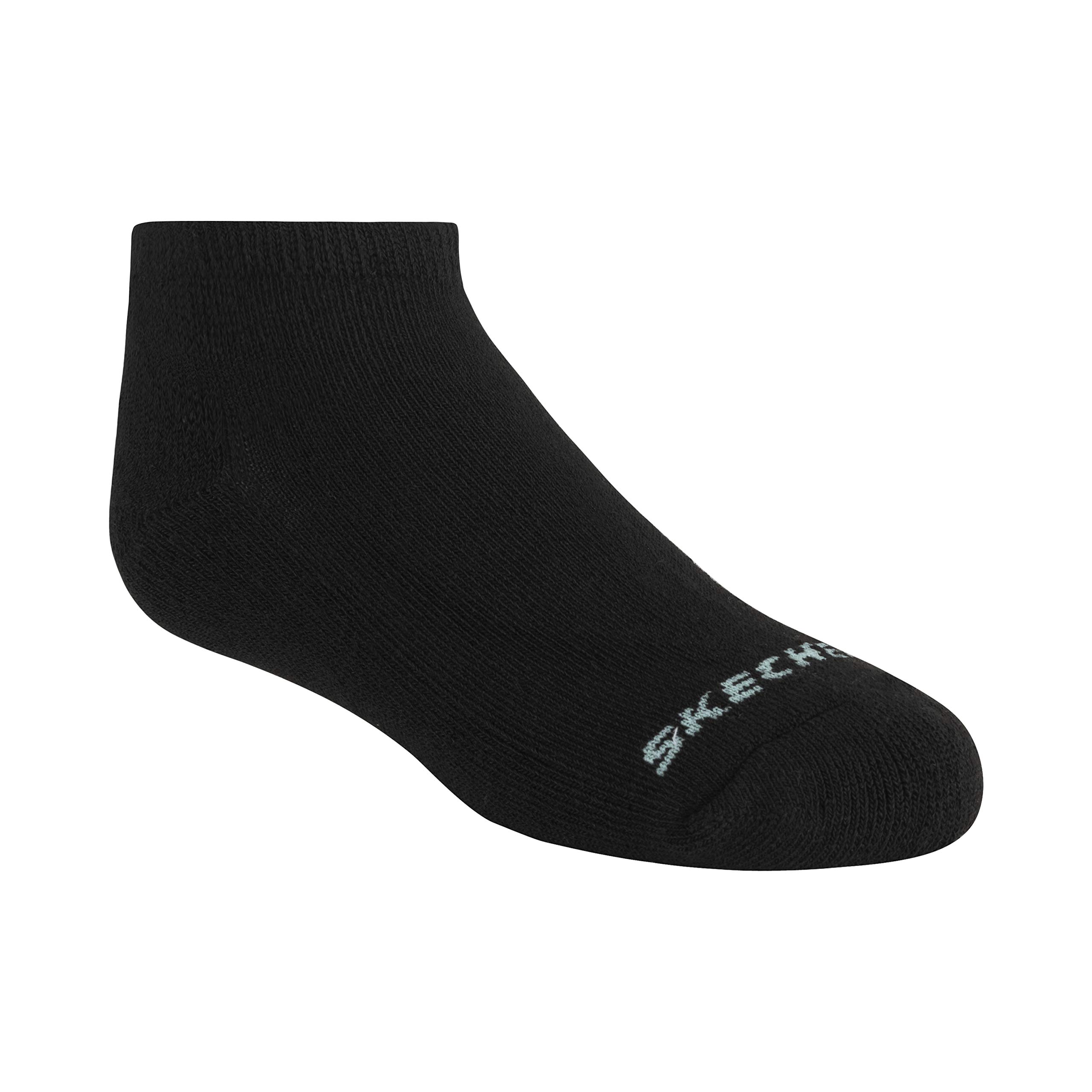 Skechers Kids Girls' Little 10 Pack No Show Socks, Black/Multi, 9-11