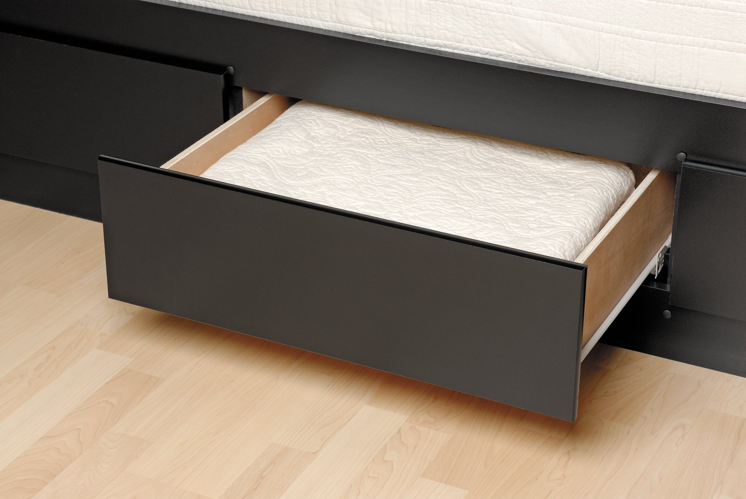 Prepac Mate's Queen 6-Drawer Minimalist Platform Storage Bed, Contemporary Queen Bed with Drawers 81.5" D x 63" W x 18.5" H, Black, BBQ-6200-3KV