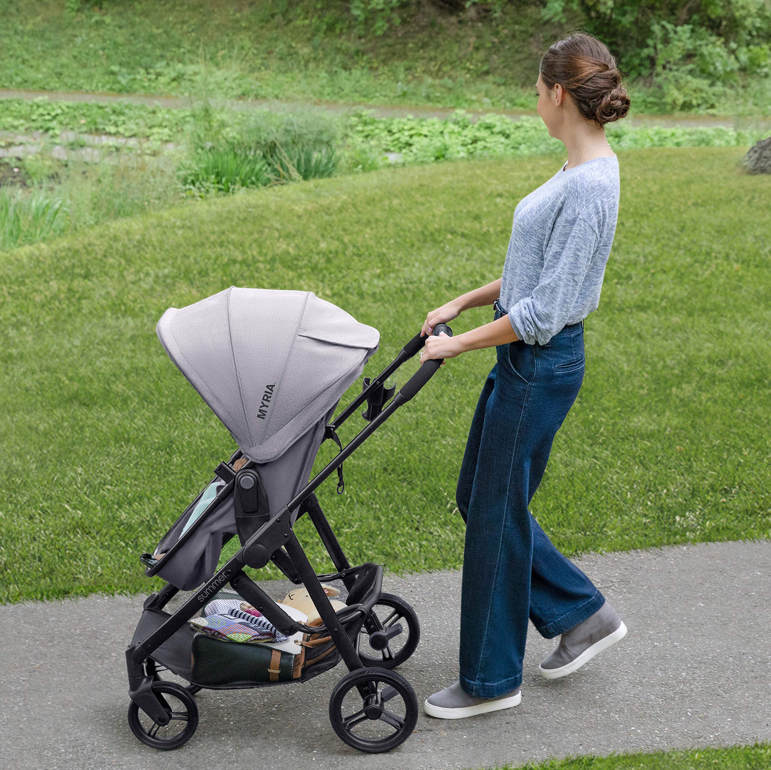 Summer Myria Modular Travel System with The Affirm 335 Rear-Facing Infant Car Seat, Stone Gray – Convenient Stroller and Car Seat with Advanced Safety Features