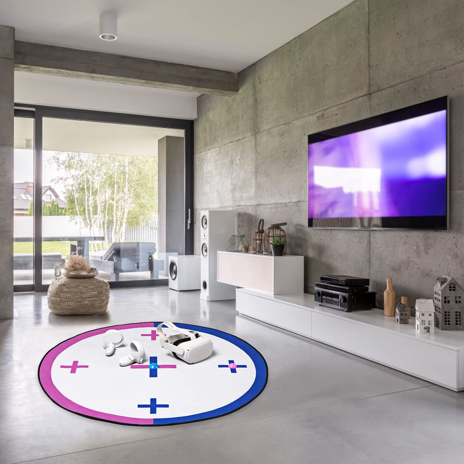 X-SUPER HOME VR Mat for Oculus Meta Quest 2-40" Round Floor Mat Keeping in Your Play Area and Away from Objects or Walls Kat VR Rug Treadmill Gadgets for Virtual Reality(40‘’)