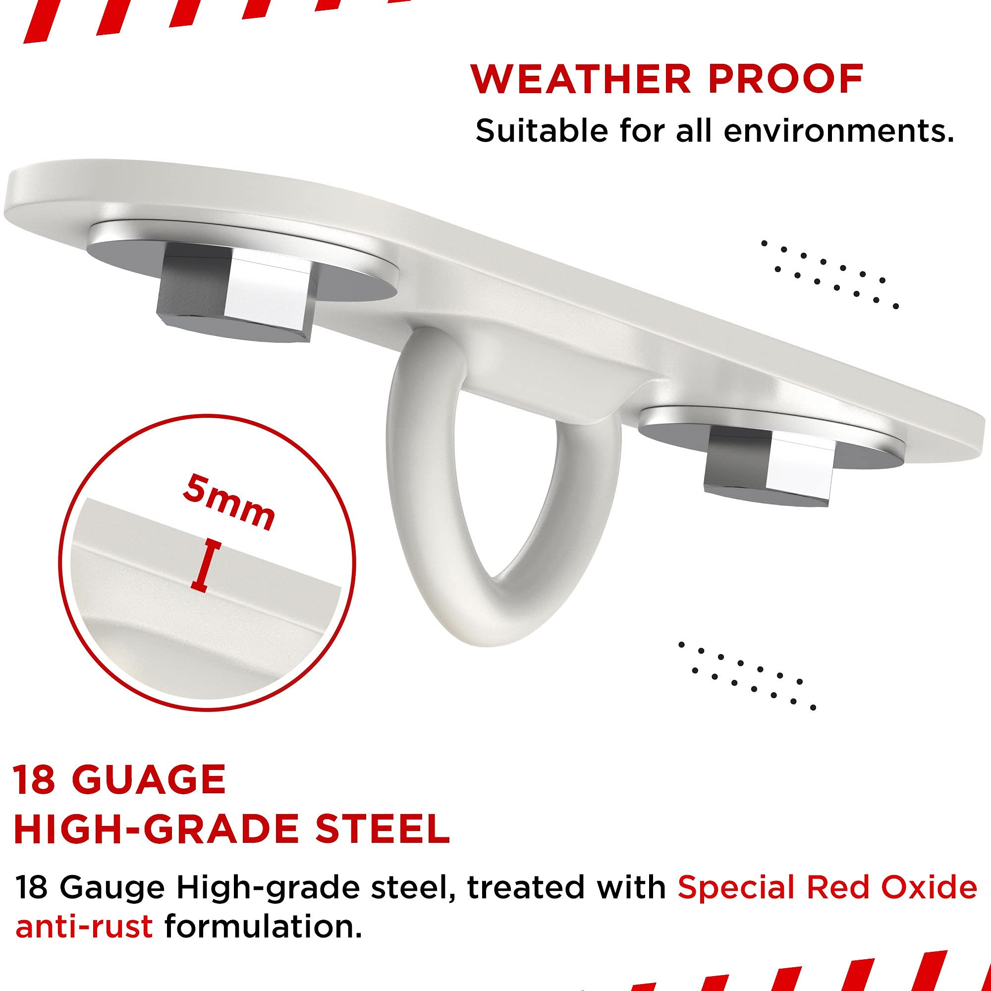 RDX 13CM Ceiling Bracket with D-Shackle, 5mm 18 Gauge Heavy Duty Hook with Bolts Wall Plugs, Punch Bag, Double end Speed Ball Hanging, Kickboxing Boxing MMA Muay Thai Training Hanger Mount, White