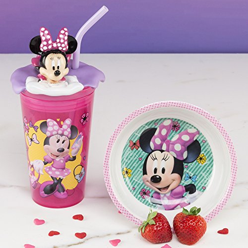 Zak Designs Bowtique Mel Bowl W-Rim, Melamine, Disney Minnie Mouse
