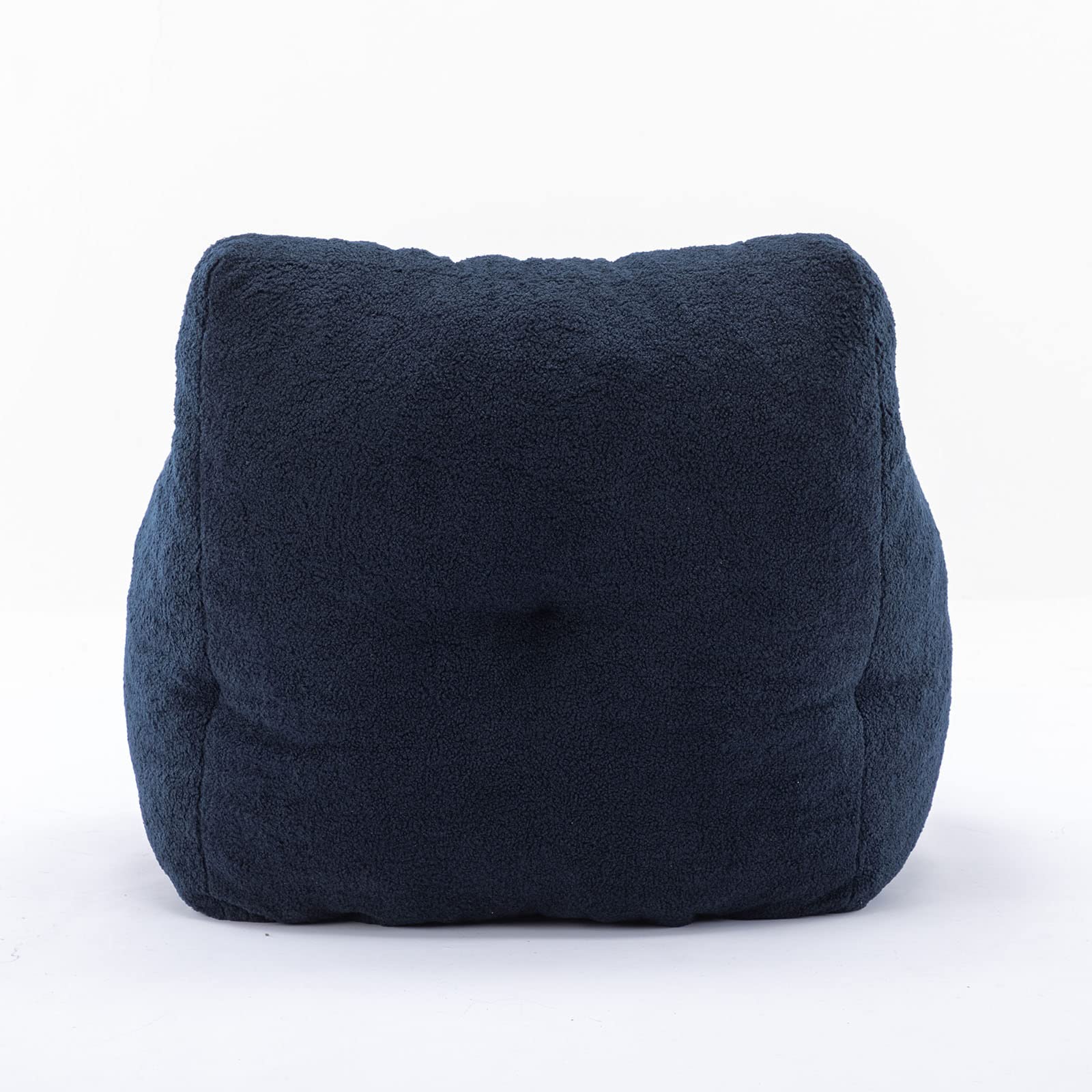 Soft Tufted Bean Bag Chairs for Adults, Medium Teddy Fabric Bean Bags with Arms, Dark Blue