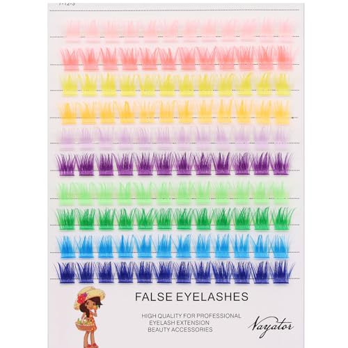 Vayator wide stem with various colored false eyelashes D curl eyelash string 10-20mm Choose professional makeup personal eyelash string Grafted eyelash extension cluster(BN-10mm)
