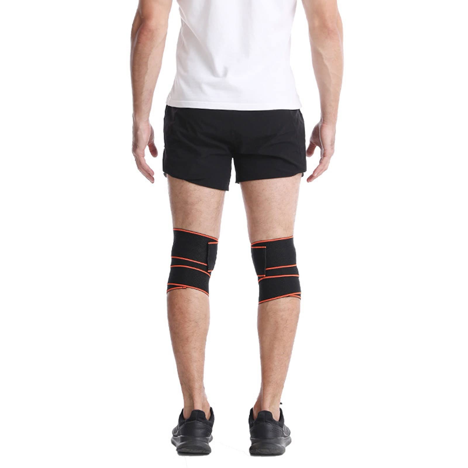XAMIO Knee Wraps Weight Lifting Straps, Elastic Compression Bandage Knee Braces Support for Legs, for Plantar Fasciitis, Stabilising Ligaments, Joint Pain and Various Sports