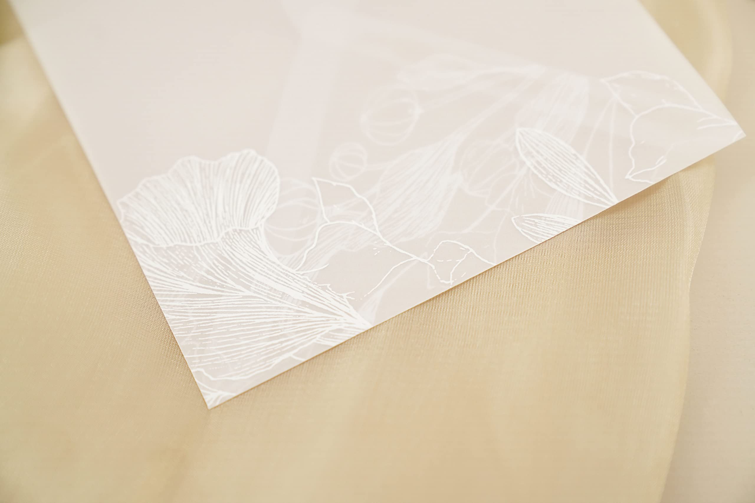 Puremigo 50 Pack Vellum Envelope Translucent Paper, White Elegant Printing Clear Envelopes for 5x7 Inch Invitations for Wedding Bridal Shower