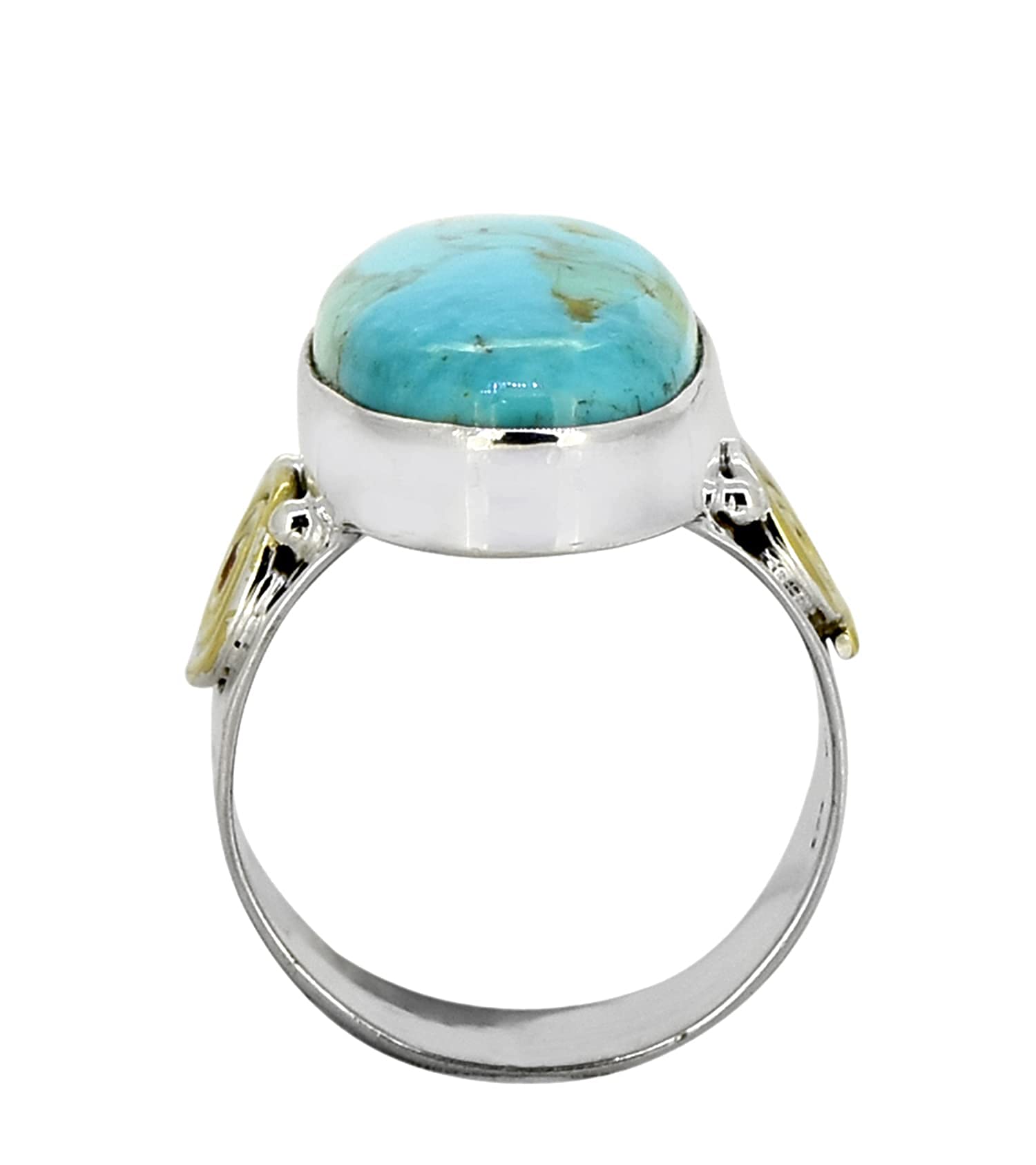 YoTreasure Blue Mohave Turquoise 925 Sterling Silver Brass Bold Ring Jewelry