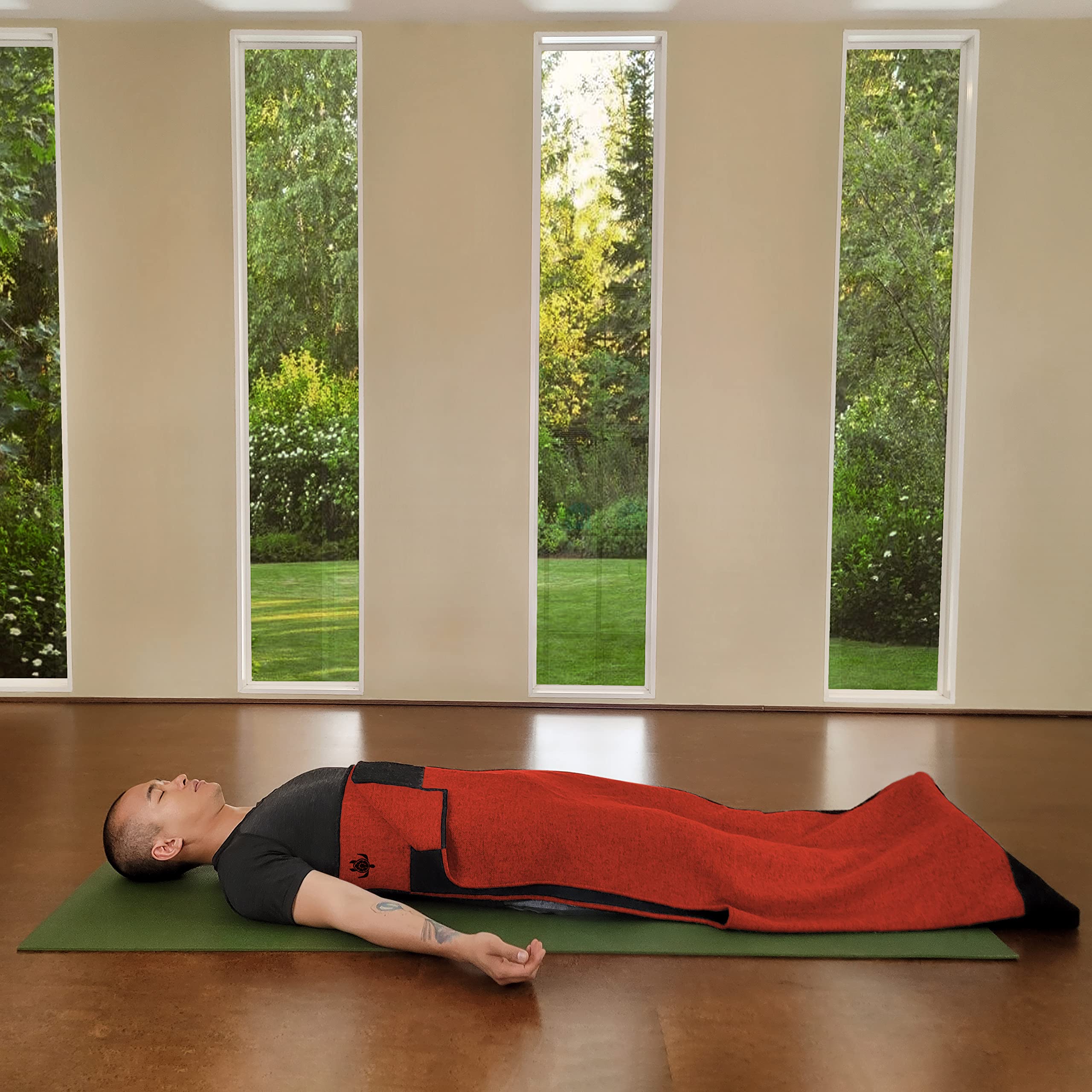 still and steady Meditation Blanket - Yoga Blanket - accessories for meditation mat, yoga mat (Red Wool)