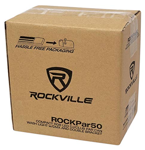 Rockville RockPAR50 LED RGB Compact Par Can DJ/Club DMX Wash Light+Dual Bracket, Black