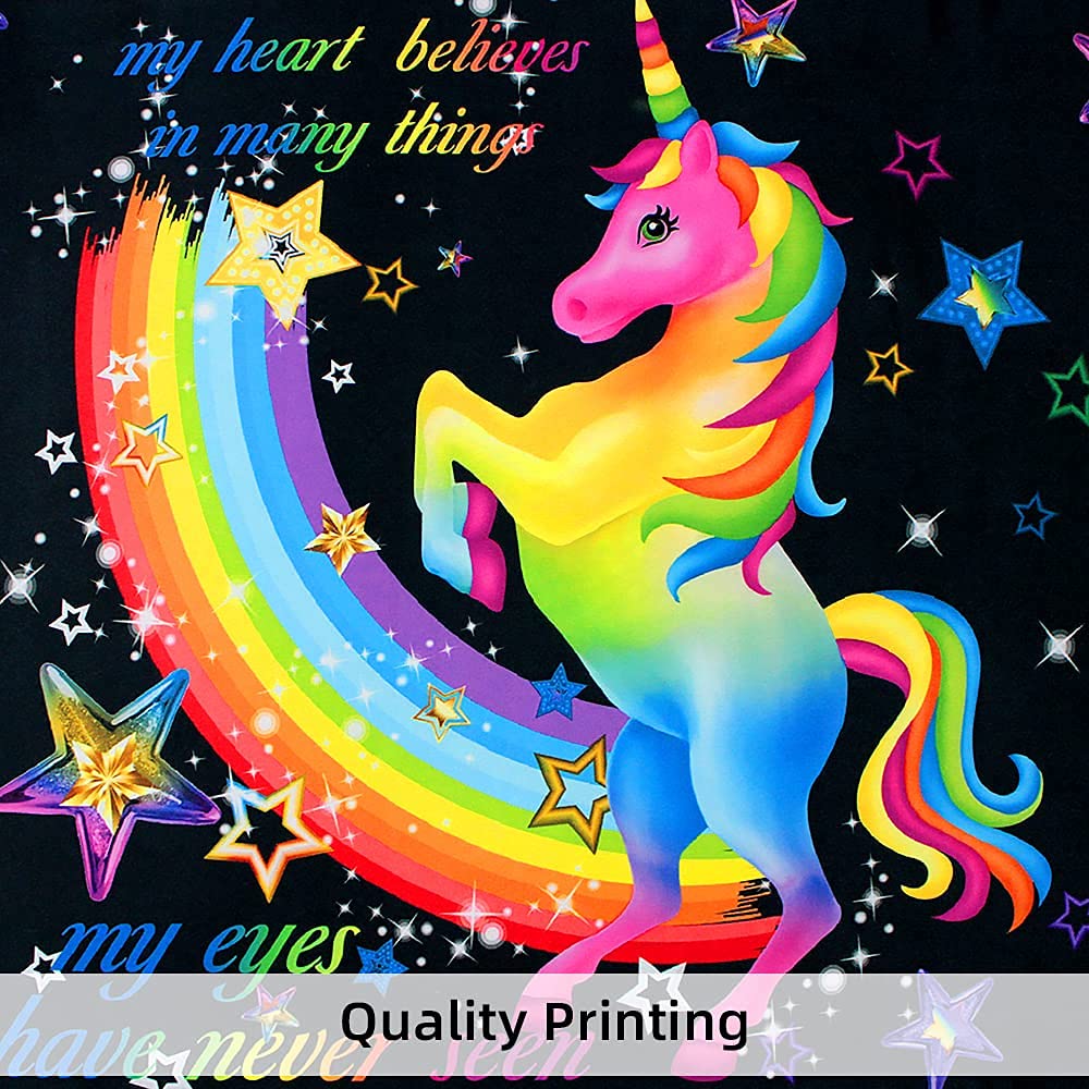 SFJ-CA Unicorn Rainbow Duevt Cover Twin for Girls, Reversibel Double Side Printed, Super Soft Bedding Comforter Cover with 2 Pillowcases, Kids Lovely Starry Unicorn Pattern