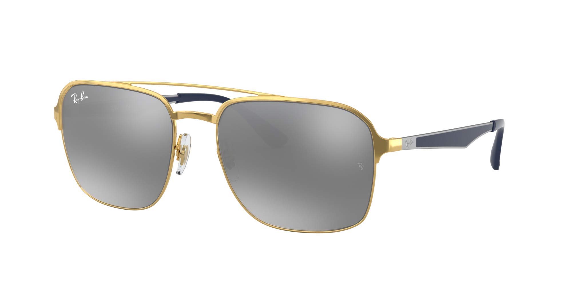 Ray-Ban Rb3570 Square Sunglasses, Gold/Grey Mirrored Silver Gradient, 58 mm
