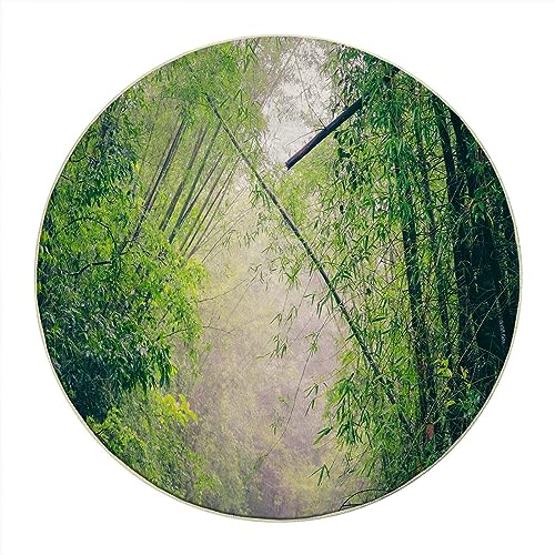 Round Chair Mats for Low Pile Misty Forest Office Rugs for Rolling Chairs Green Non-Slip Floor Mats Office Rug Floor Protectors 4 FT