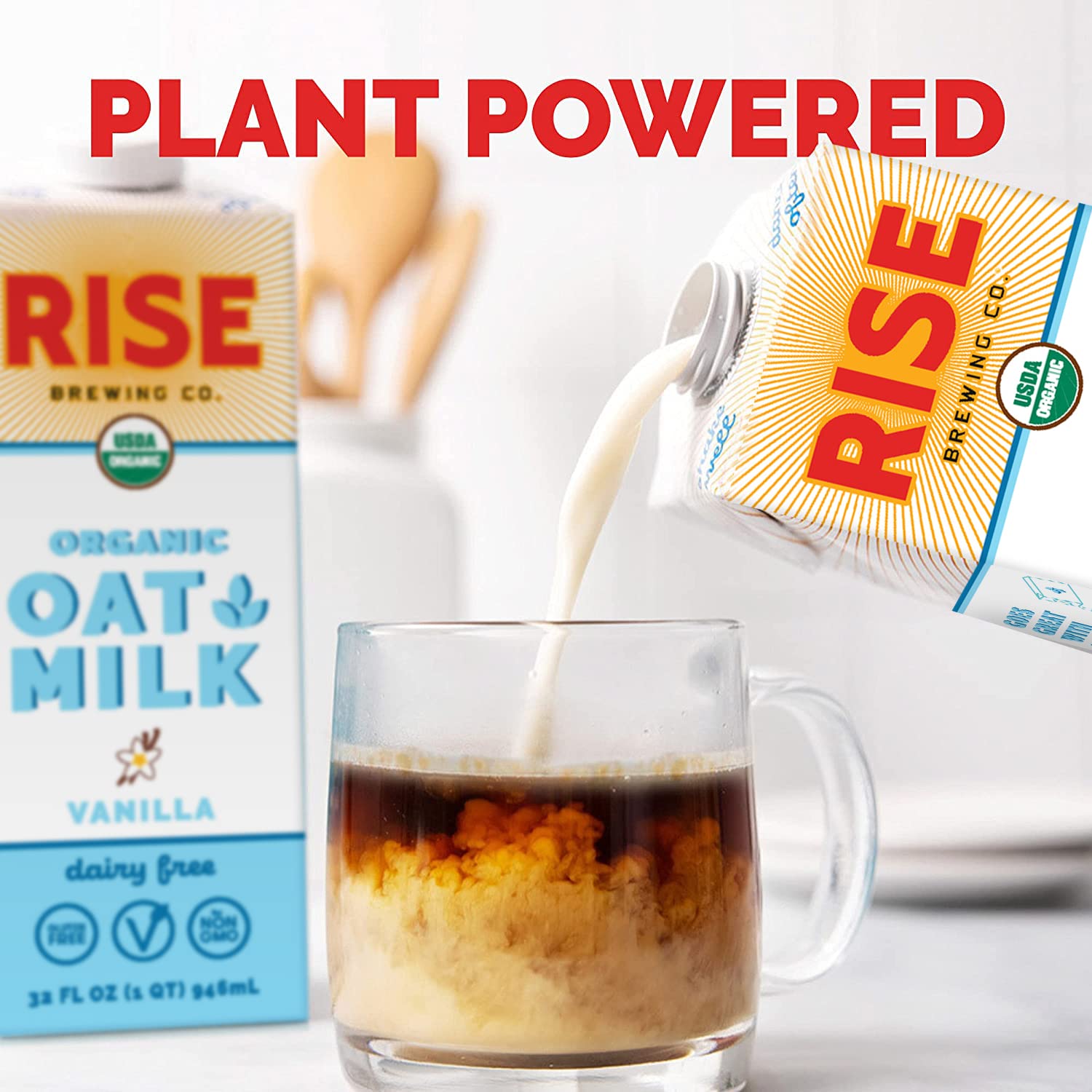 RISE Brewing Co. Vanilla Oat Milk USDA Organic & Non-GMO, Vegan & Non-Dairy, 32 fl. oz. Cartons (6 pack)