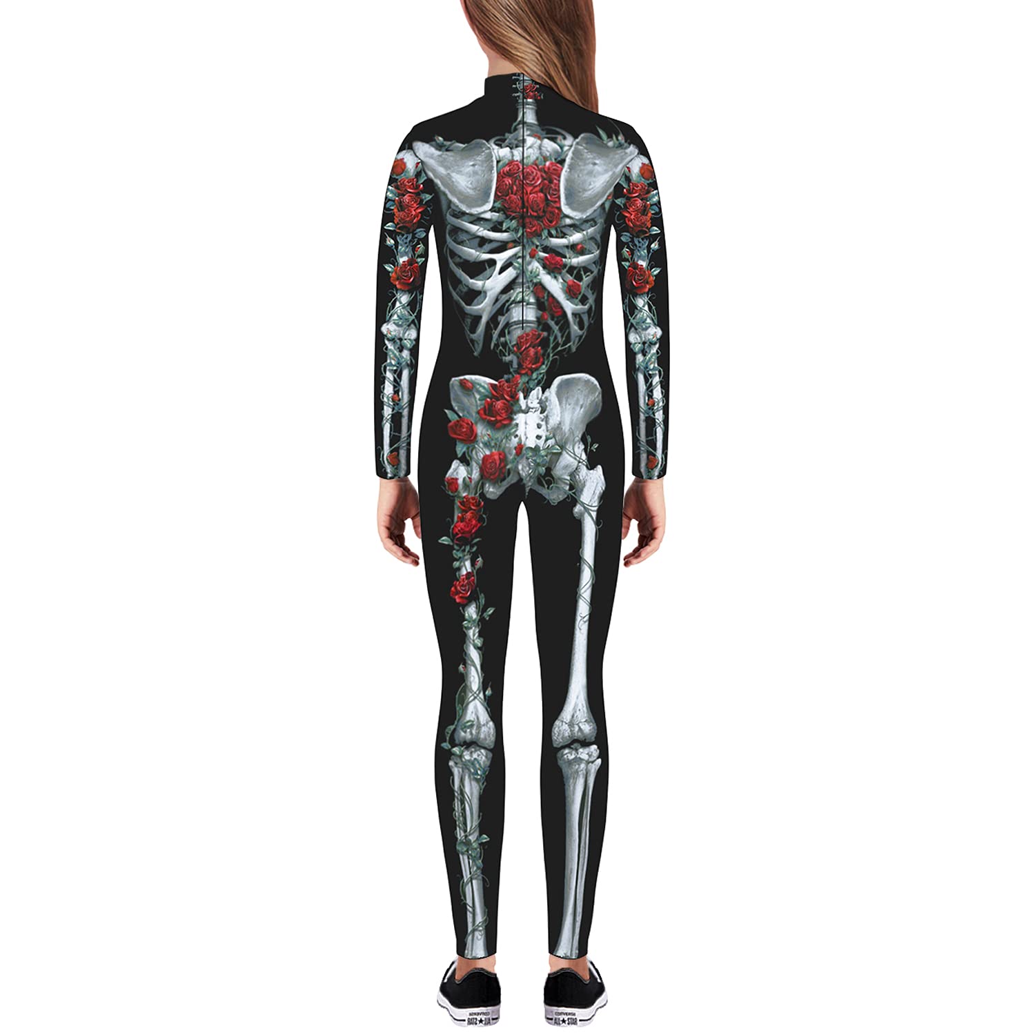 Rose Skeleton Bodysuit Day of the Dead Skull Bone Bodysuit Rose 7-8 Years