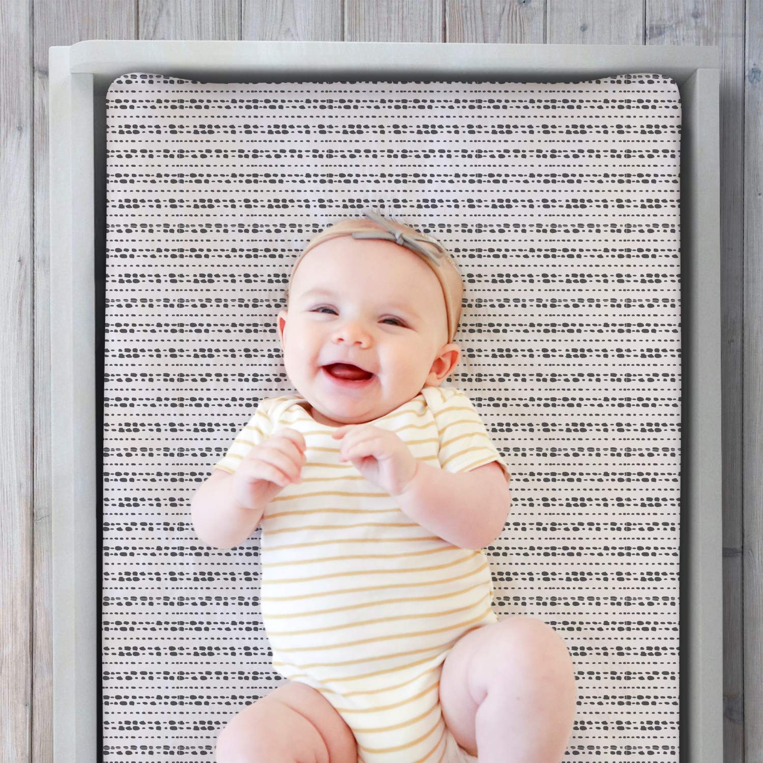 The Peanutshell Baby Changing Pad Covers for Boys or Girls | Black & White 2 Pack Set | Zoo Animals & Tribal Stripes