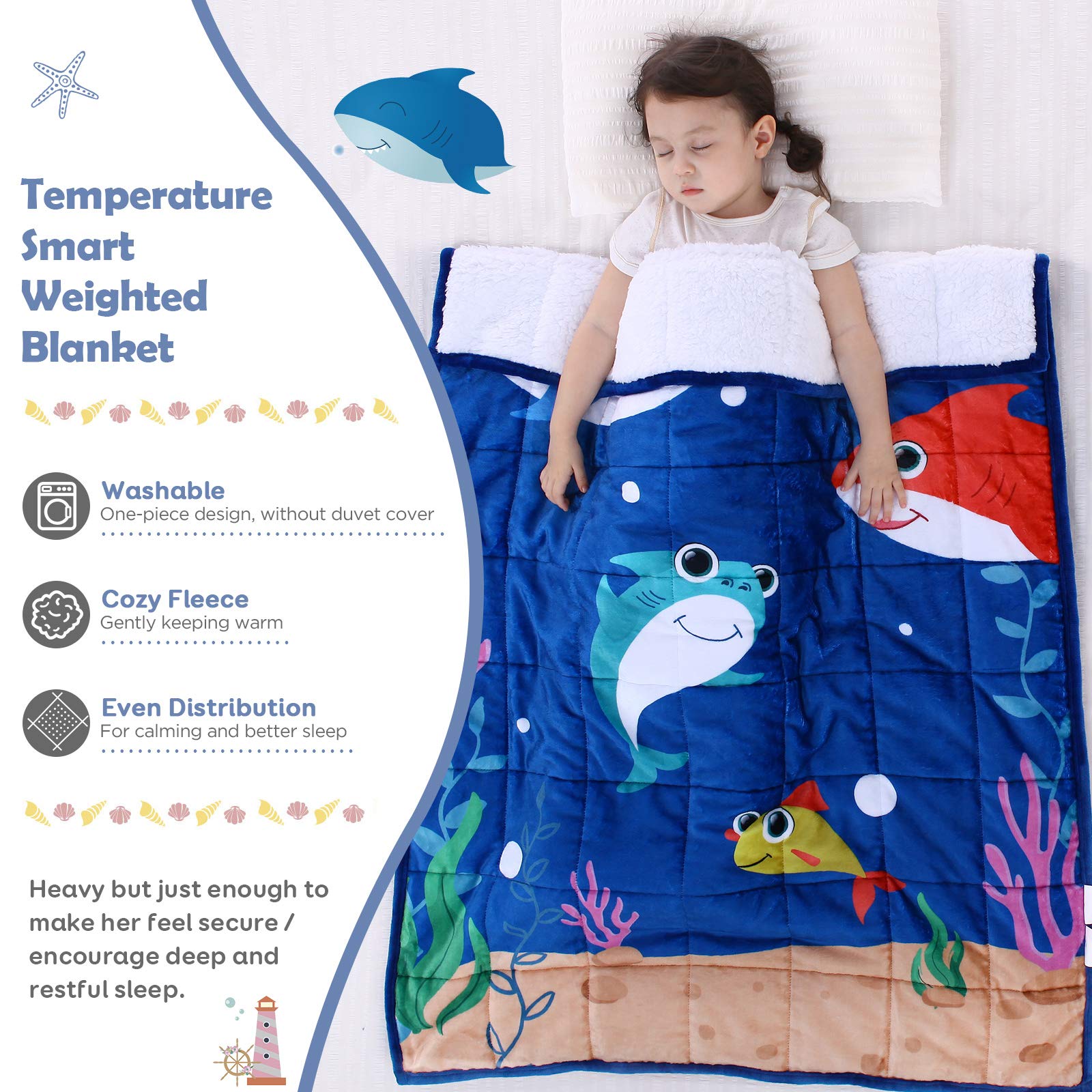 Topblan Weighted Blanket 3lbs for Kids, Sherpa Fleece Blanket Featuring Whimsical Patterns, Calming Blanket to Help with Peaceful Sleep, 36 x 48 inches - Purple Unicorn