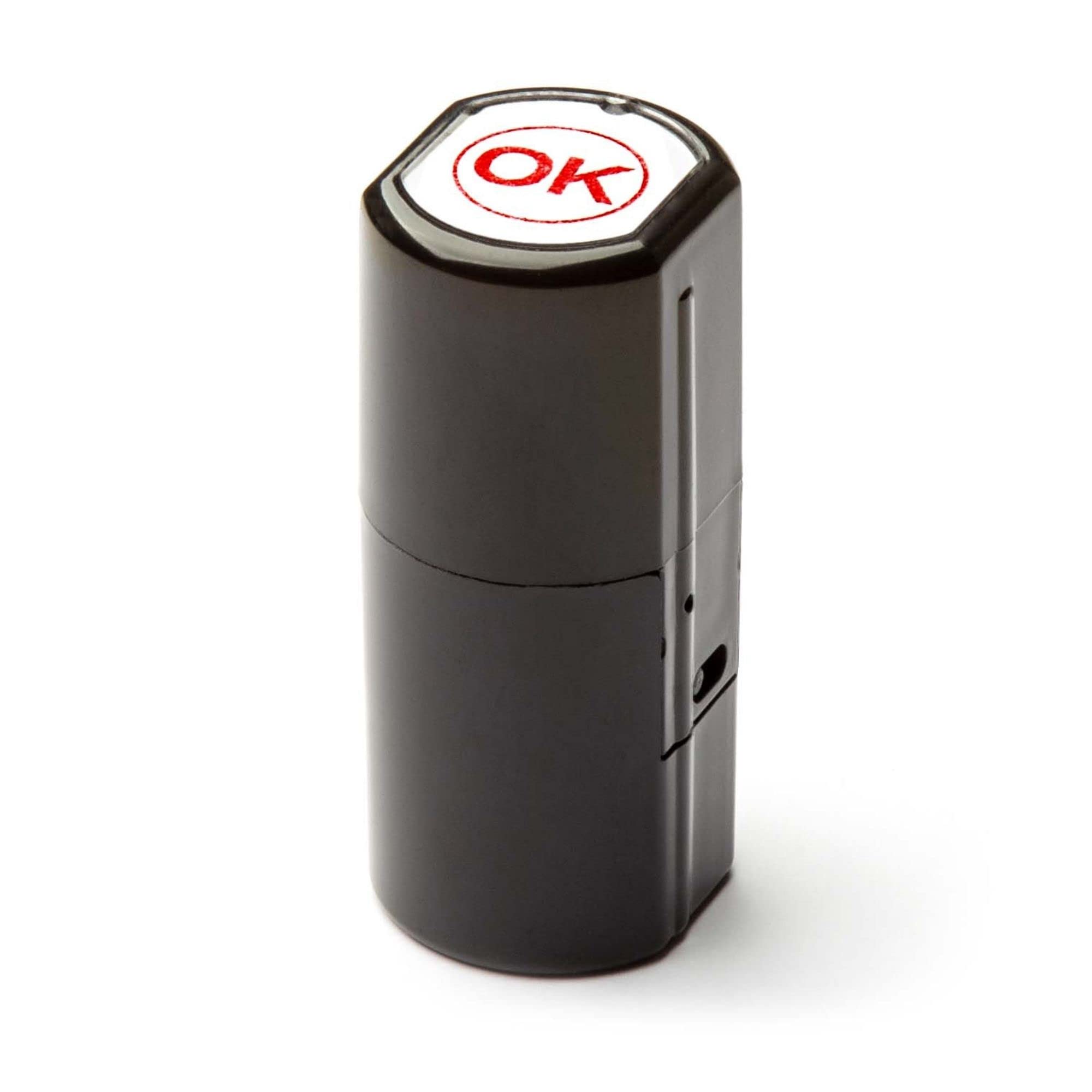Round Self Inking Rubber Stamps, Copy, Entered, Late, Posted, OK Phrase in Circle Stamper with Vibrant Red Ink (OK)