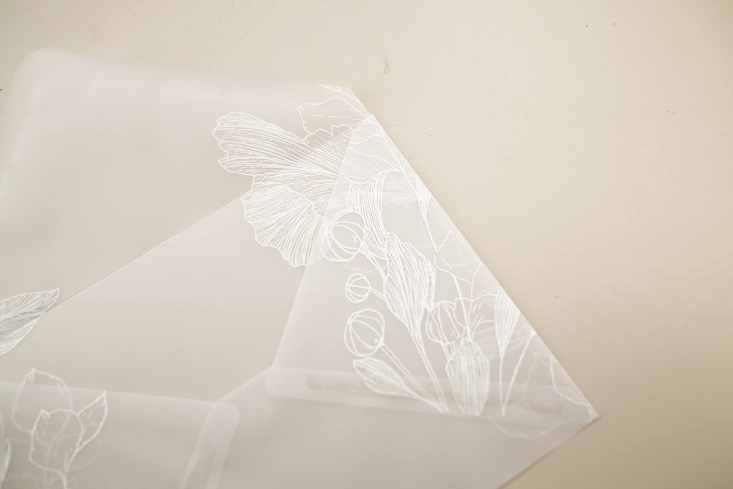 Puremigo 50 Pack Vellum Envelope Translucent Paper, White Elegant Printing Clear Envelopes for 5x7 Inch Invitations for Wedding Bridal Shower