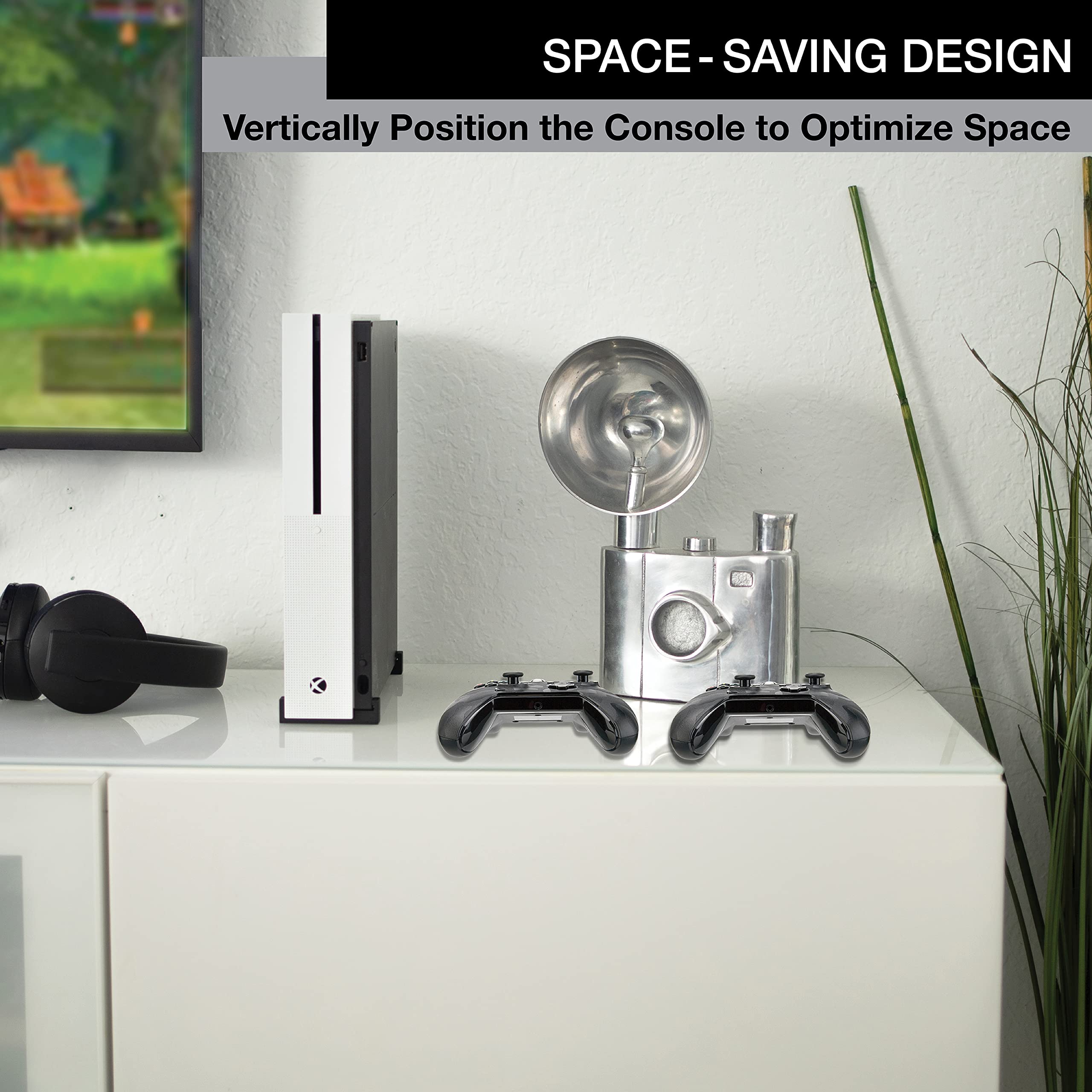 Xblox Adjustable Space-Saving Xbox One S Stand, Black, 3D Printed in the USA