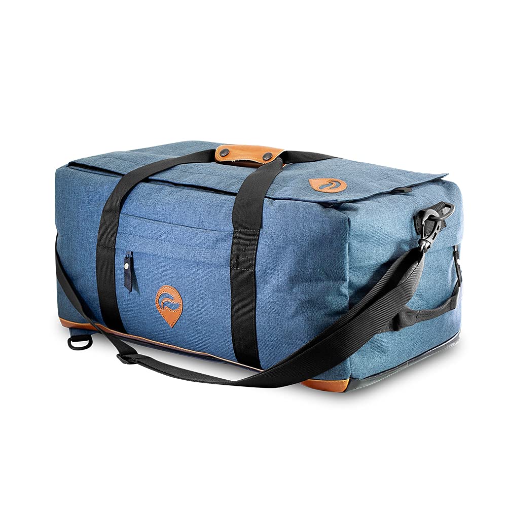 Skunk Hybrid Backpack/Duffle Navy Denim - Smell Proof - Weather Resistant- With Combo Lock US PATENT NUMBER D819327