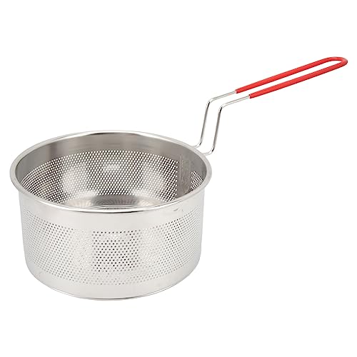 Round Stainless Steel Deep Fryer Basket Fry Baskets with Handle for French Fries Onion Rings and Chicken (Medium 18CM)