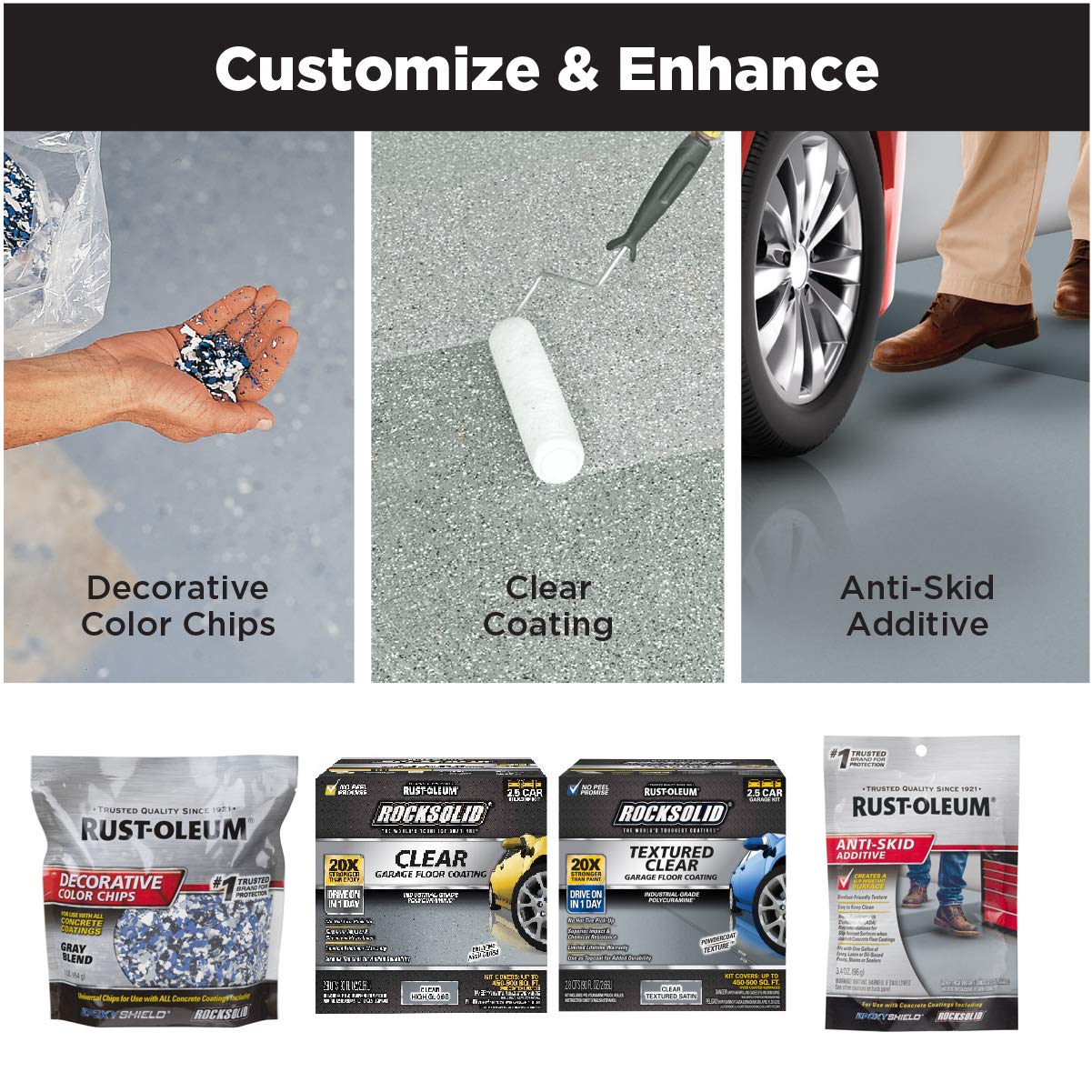 Rust-Oleum 60007 Rocksolid Polycuramine Garage Floor Coating, Tan, 1 Car Kit