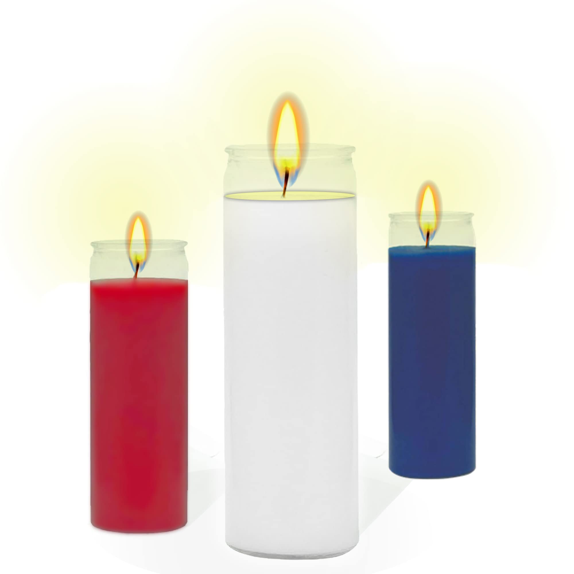 Seven Chakras Candle - 7 Colors, Unscented, 8" Tall Glass Jar, Cotton Wick, 96 Hours Burning Time - Energize Your Space!