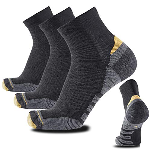 SOLAX Women Coolmax Cotton Athletic Sport Quarter Running Socks 3 Pairs (M, Black107)