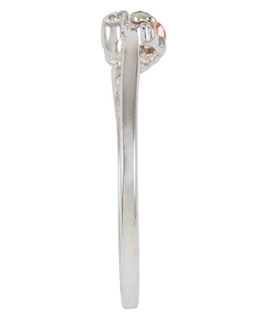 Slim-Profile Rose Ring, Sterling Silver, 12k Green and Rose Gold Black Hills Gold Motif, Size 9